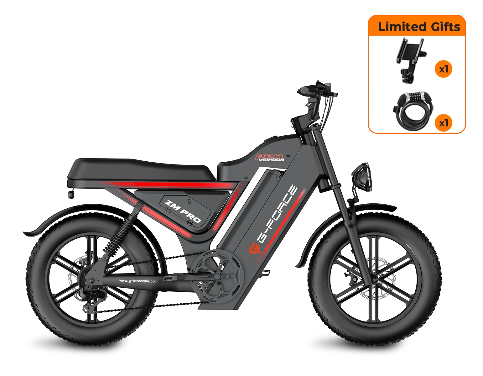 G-fORCE ZM PRO 52V 60AH 1000W Fat Tire Ebike – 200 Mile Range & 34MPH ...